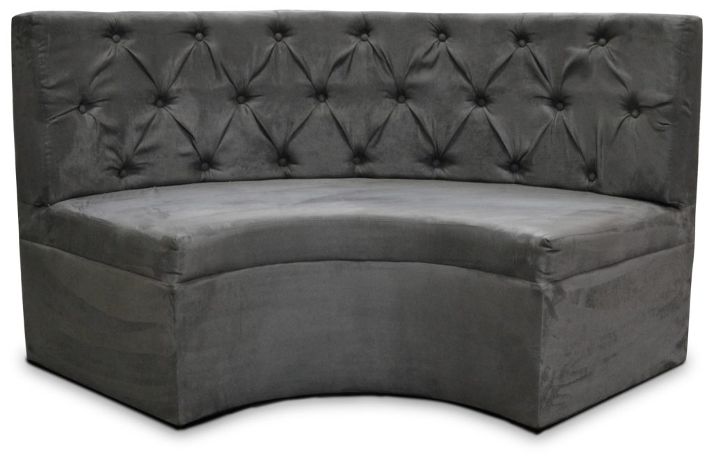 Curved 5' Tufted Booth - Charcoal Suede - DESIGNER8*