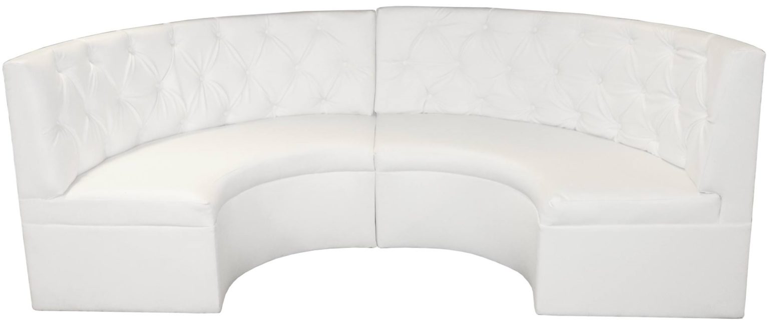 Curved 10' Tufted Booth - White Leather - DESIGNER8*
